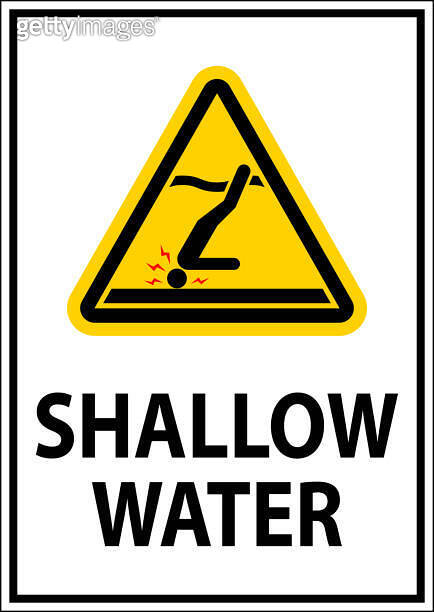 Water Safety Sign Warning - Shallow Water 이미지 (1939888795) - 게티이미지뱅크