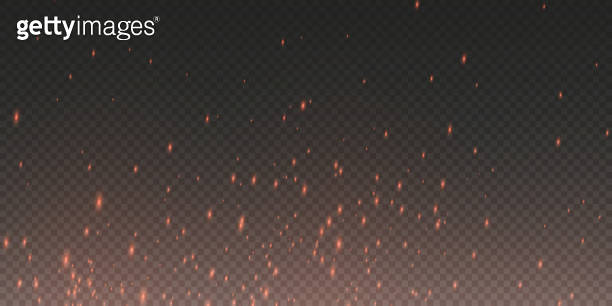 Burning hot sparks effect with embers burning ash and Burning glowing ...