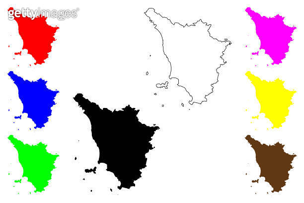 Tuscany (Autonomous region of Italy, Italian Republic) map vector ...