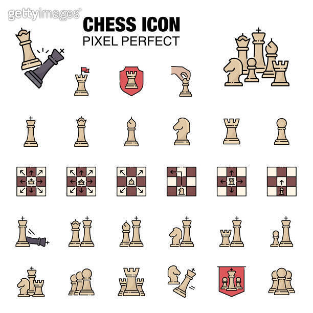 Set of chess piece icons in a filled vector illustration style 이미지 ...