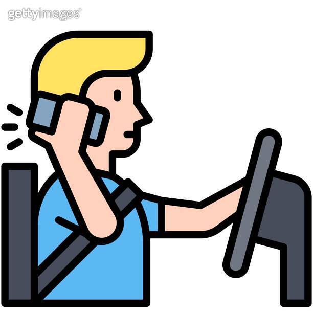 Using phone while driving icon, car accident and safety related vector ...