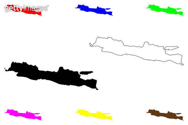 Java island map (Greater Sunda Islands, Republic of Indonesia) vector ...