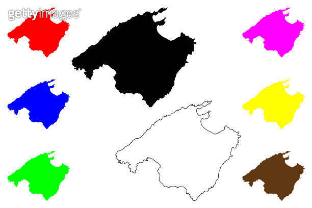 Mallorca island (Kingdom of Spain, Balearic Islands) map vector ...