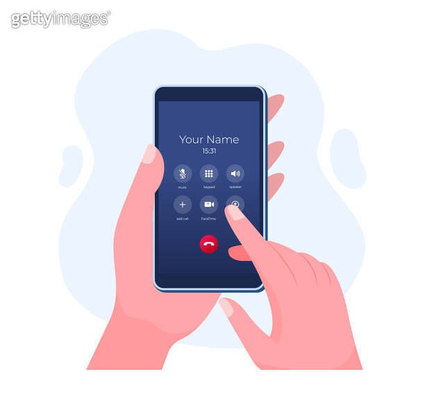 Smartphone ongoing call screen interface flat illustration vector ...