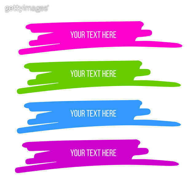 Set of hand drawn color highlighting elements. Colorful lines. 이미지 ...