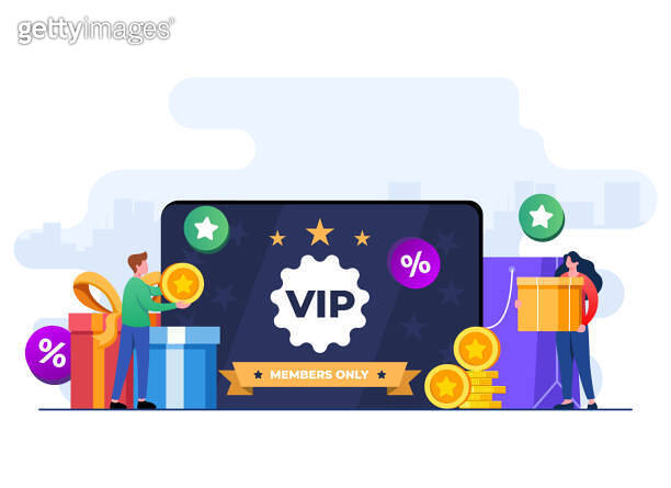 People shopping online and receive rewards and gift boxes, Loyalty ...