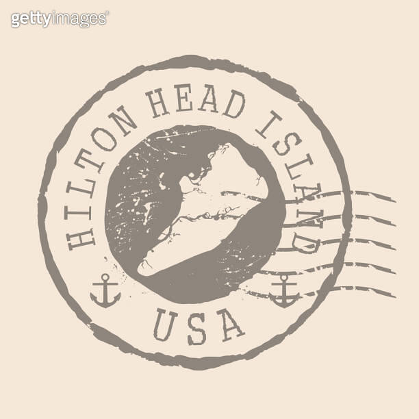 Stamp Postal Of Hilton Head Island Map Silhouette Rubber Seal Design