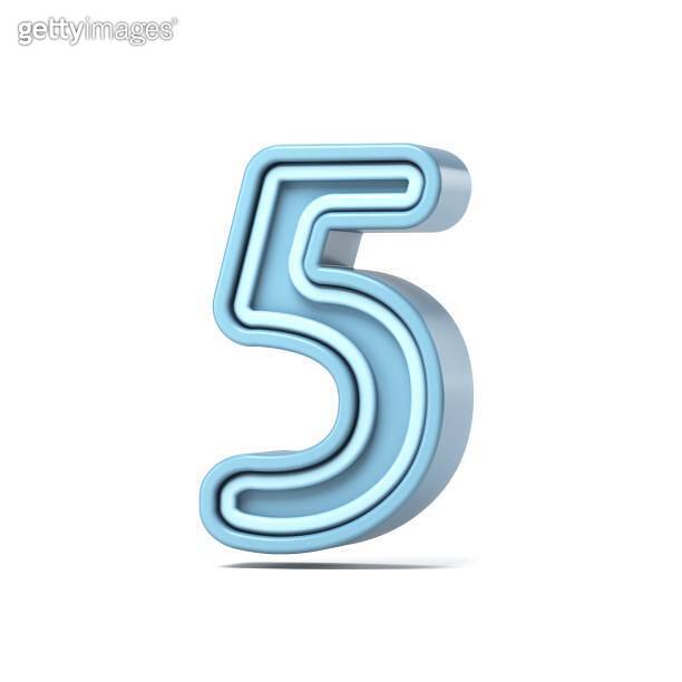 Pastel blue font Number 5 FIVE 3D (2157945241) - 게티이미지뱅크