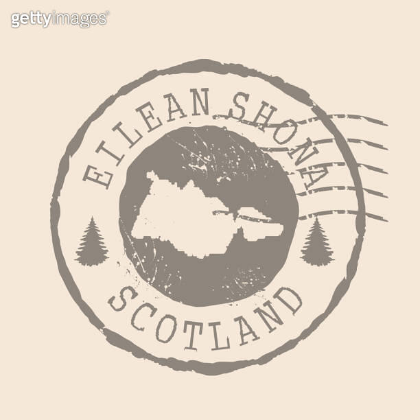 Stamp Postal Eilean Shona island. Map Silhouette rubber Seal. Design ...