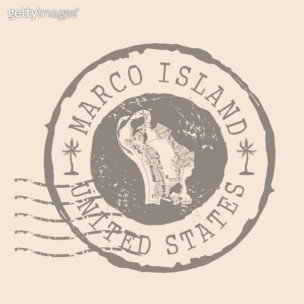 Stamp Postal of Marco Island. Map Silhouette rubber Seal. Design Retro ...