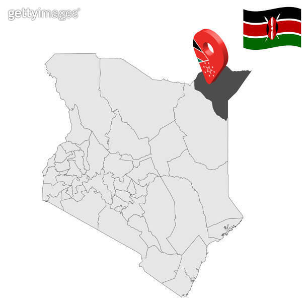 Location Mandera County on map Kenya. 3d Mandera County location sign ...