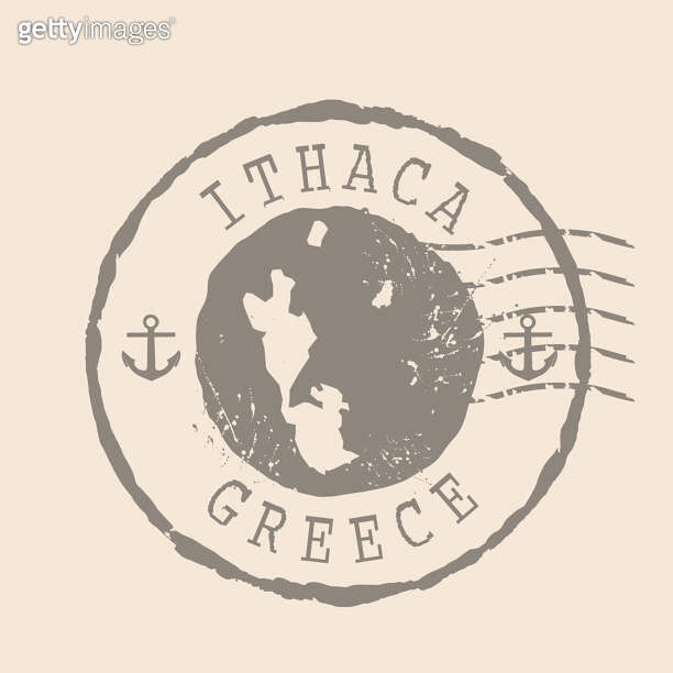 Stamp Postal of Ithaca. Map Silhouette rubber Seal. Design Retro Travel ...