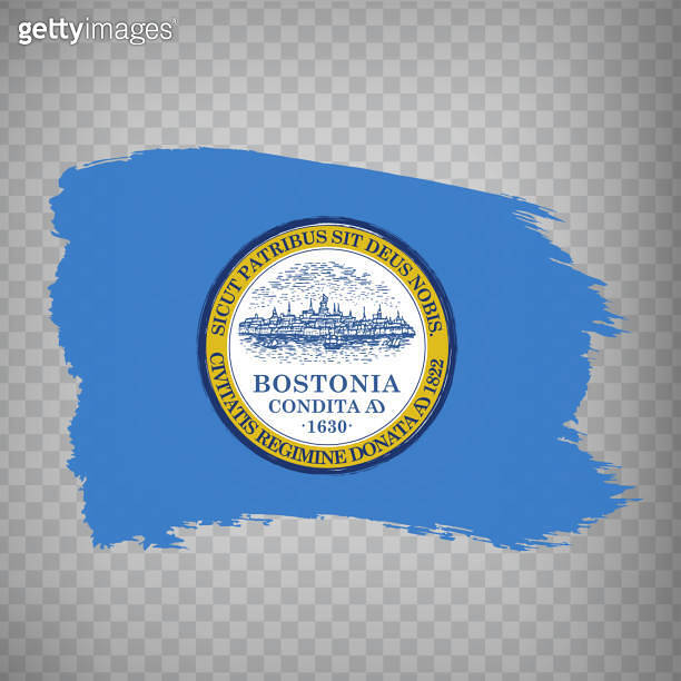 Flag of Boston is city from brush strokes. State of Massachusetts USA ...