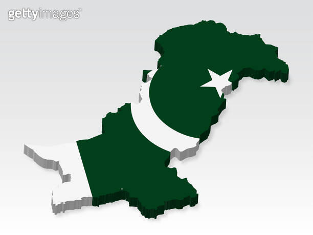 3D Pakistan map with flag. Three dimensional map of Pakistan with ...