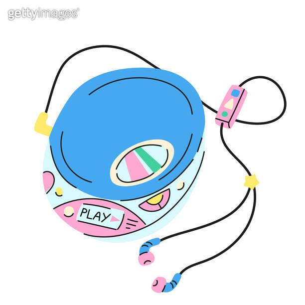 Cute cartoon illustration of retro 2000s CD player. 이미지 (1944734398 ...