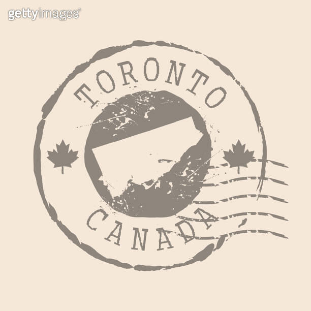 Stamp Postal of Toronto is city of Canada. Map Silhouette rubber Seal ...
