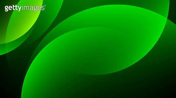 Abstract glowing geometric shapes on dark background. Shiny green ...