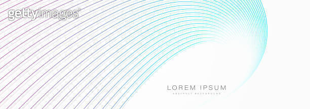 White abstract background with flowing curve lines. Minimal blue and pink gradient curved lines ...