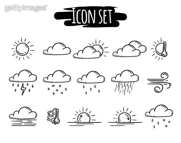 Simple vector weather icon set. Signs and symbols of precipitation and ...
