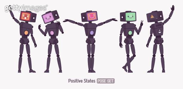 Robot friend smart cute AI technology chat bot happy set 이미지 ...