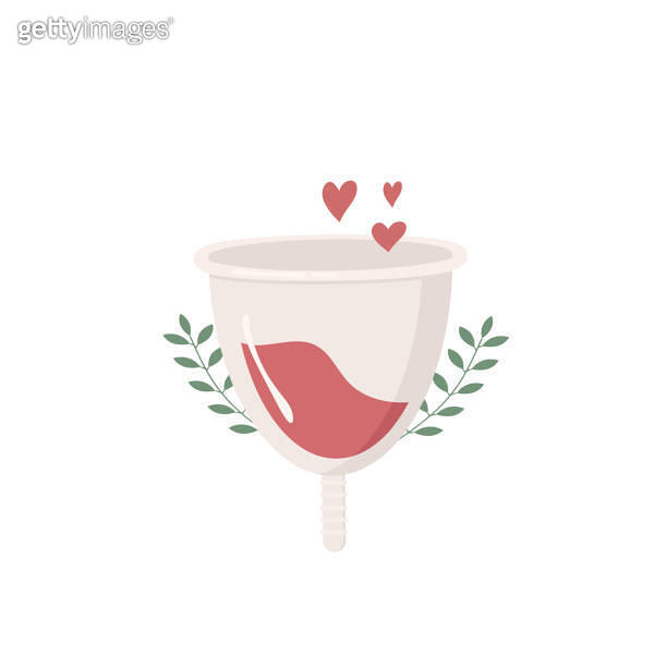 Illustration of Menstrual Hygiene for Women. Drawing of Menstrual Cup ...