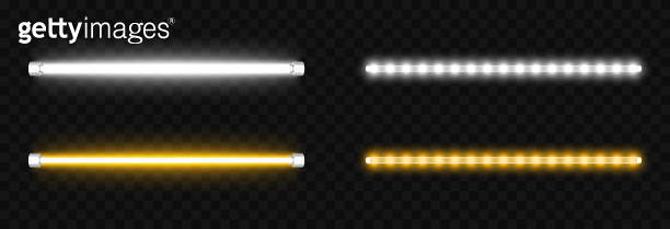 Vector set of led lamps. LED lamps of different colors on an isolated ...