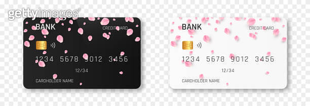 Bank card vector template. Bank card with rose or sakura petals design ...