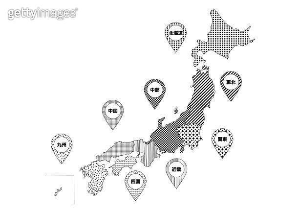 Black pattern Japan map. Vector illustration. Maps and icons divided by ...