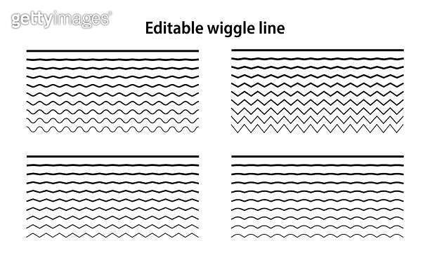Editable wiggle lines. Set of wavy curves and zigzag intersecting ...