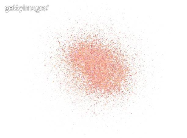 Salt or sugar crystal powder, flying dust particles. Pink dust grain ...