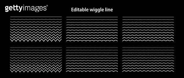 Editable wiggle lines. Set of wavy curves and zigzag intersecting ...
