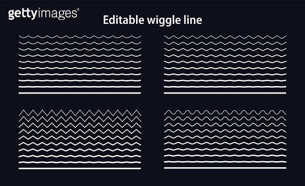 Editable wiggle lines. Set of wavy curves and zigzag intersecting ...