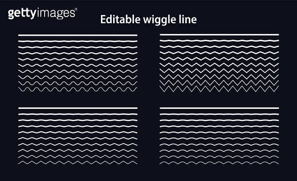 Editable wiggle lines. Set of wavy curves and zigzag intersecting ...