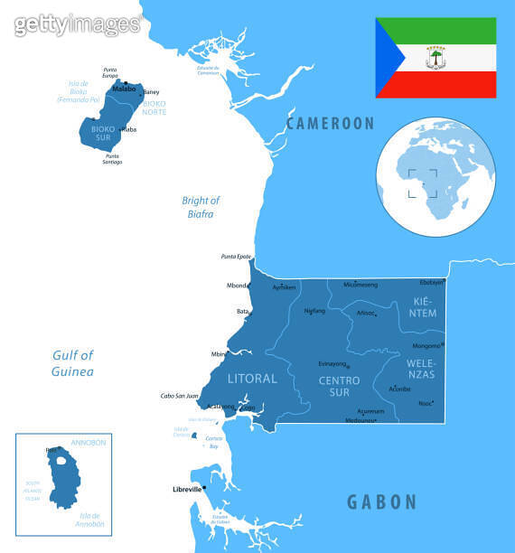Equatorial Guinea - detailed map with regions and cities of the country ...