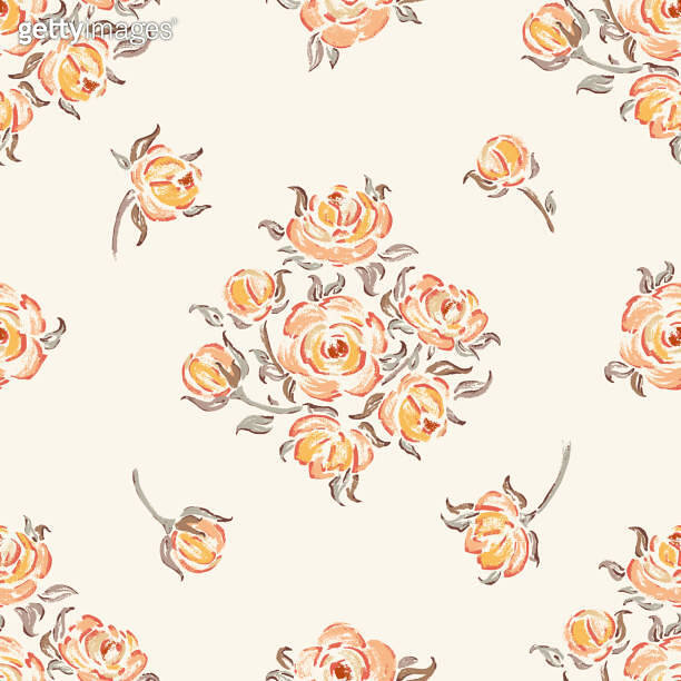 Vintage Yellow Roses. Painting Rose Flower Seamless Vector Pattern ...