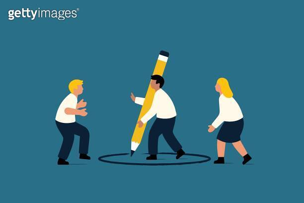 Personal space for privacy. introvert safe zone concept. Businessman ...