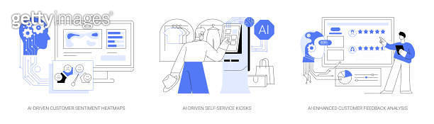 AI for Customer Service abstract concept vector illustrations. 이미지 ...