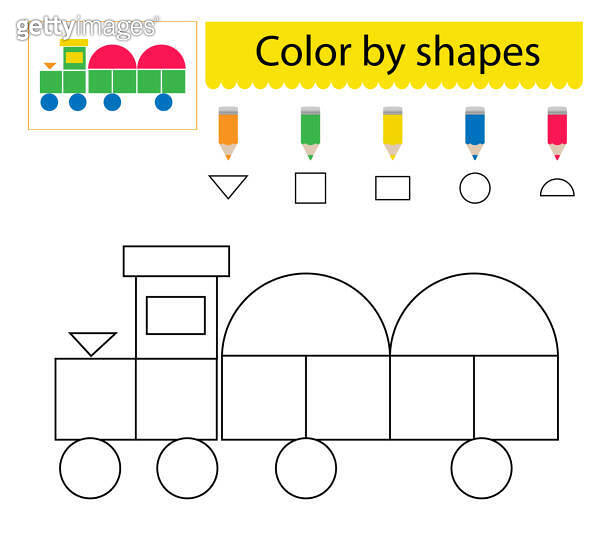 Coloring pages. Color by shapes. Illustration for children education ...