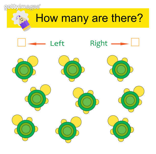 Count how many turtles are turned left and how many are turned right ...