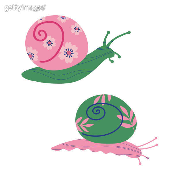 Cute Snail cartoon character decorative small animal hand drawn vector ...