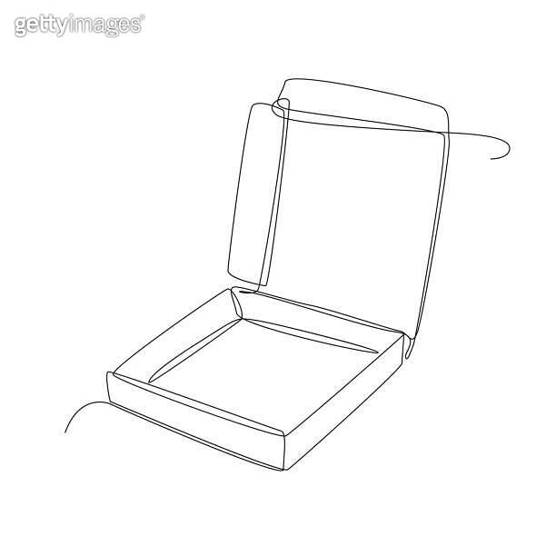 Continuous Thin Line Pizza Box, Minimalist Flat Box Drawing, One Line ...