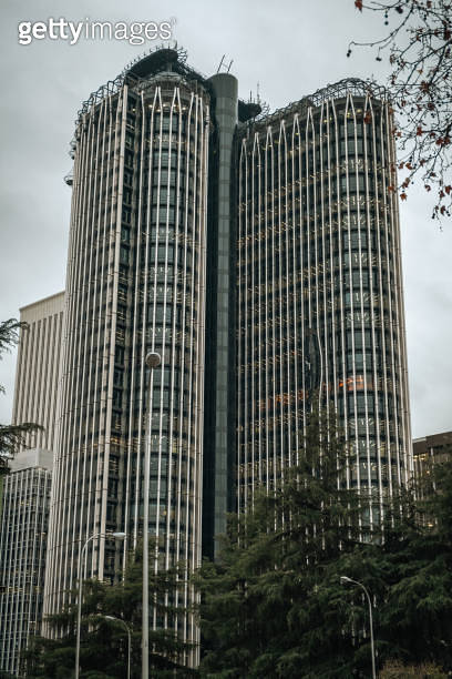 Beautiful tall buildings (skyscrapers) in the downtown of the big ...