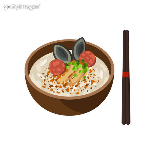 Congee traditional Asian rice porridge vector illustration 이미지 ...