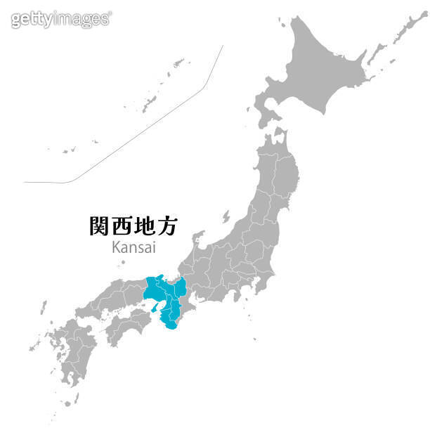Kansai region in the Japanese archipelago, prefectures in the Kansai ...