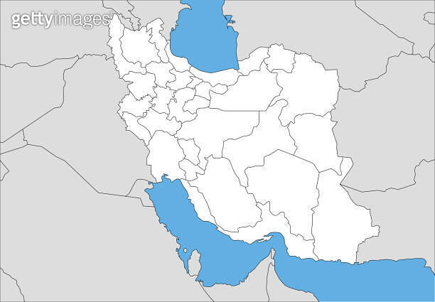 White map of the Islamic Republic of Iran and neighboring countries ...