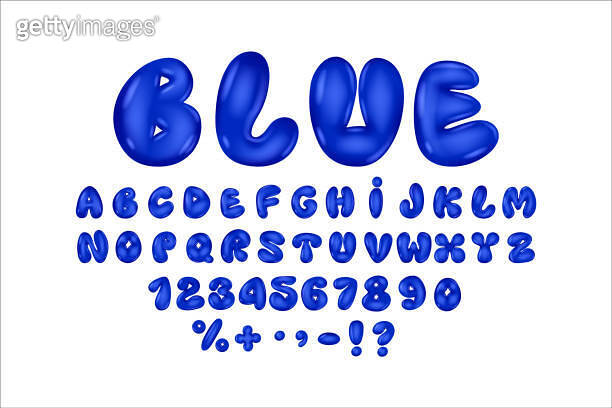 Glossy 3D blue bubble font 이미지 (2148038885) - 게티이미지뱅크