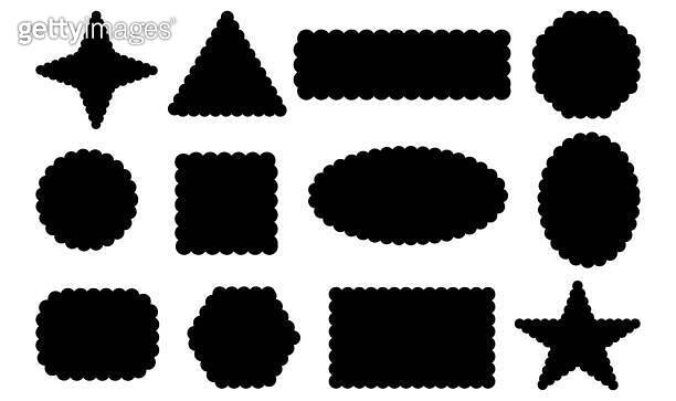 Retro design elements scalloped frames. Scalloped edge rectangle, star ...