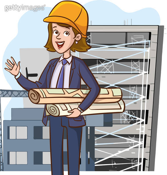 Engineers cartoon set with civil engineering construction workers ...
