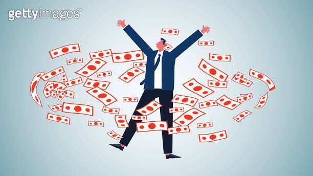 Money rains, financial freedom is achieved, money is made, lucrative ...