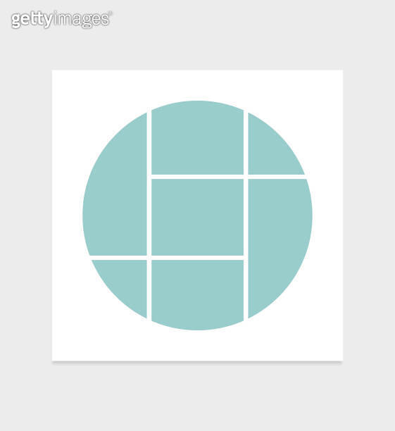 Round collage of 7 different parts for photos. Empty template with ...